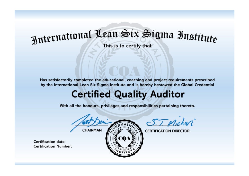 CQA Certificate-01 | International Lean Six Sigma Institute